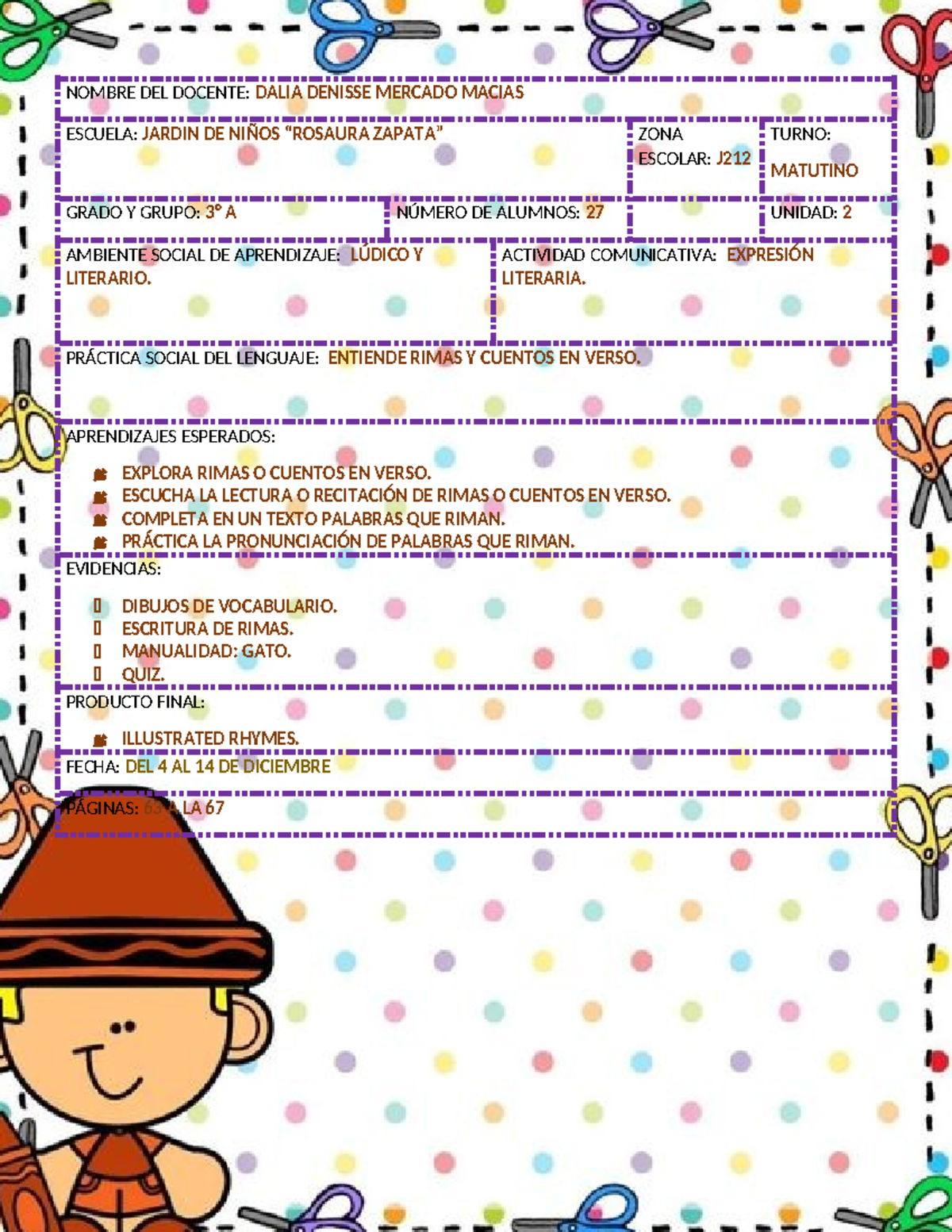 Plan de Inglés para Preescolar: Unidad 2 y Actividades Lúdicas - Studocu