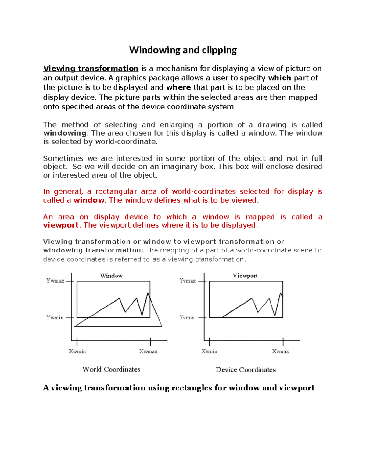 Windowing and Clipping in Computer Graphics (CSE-101) - Studocu