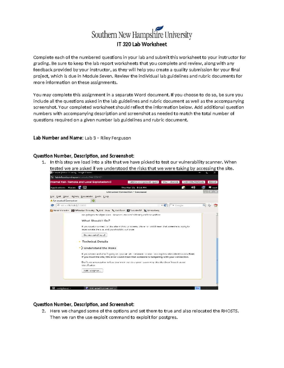 IT 320 Module 2 Lab 3 worksheet for vulnerability scanning tasks - Studocu