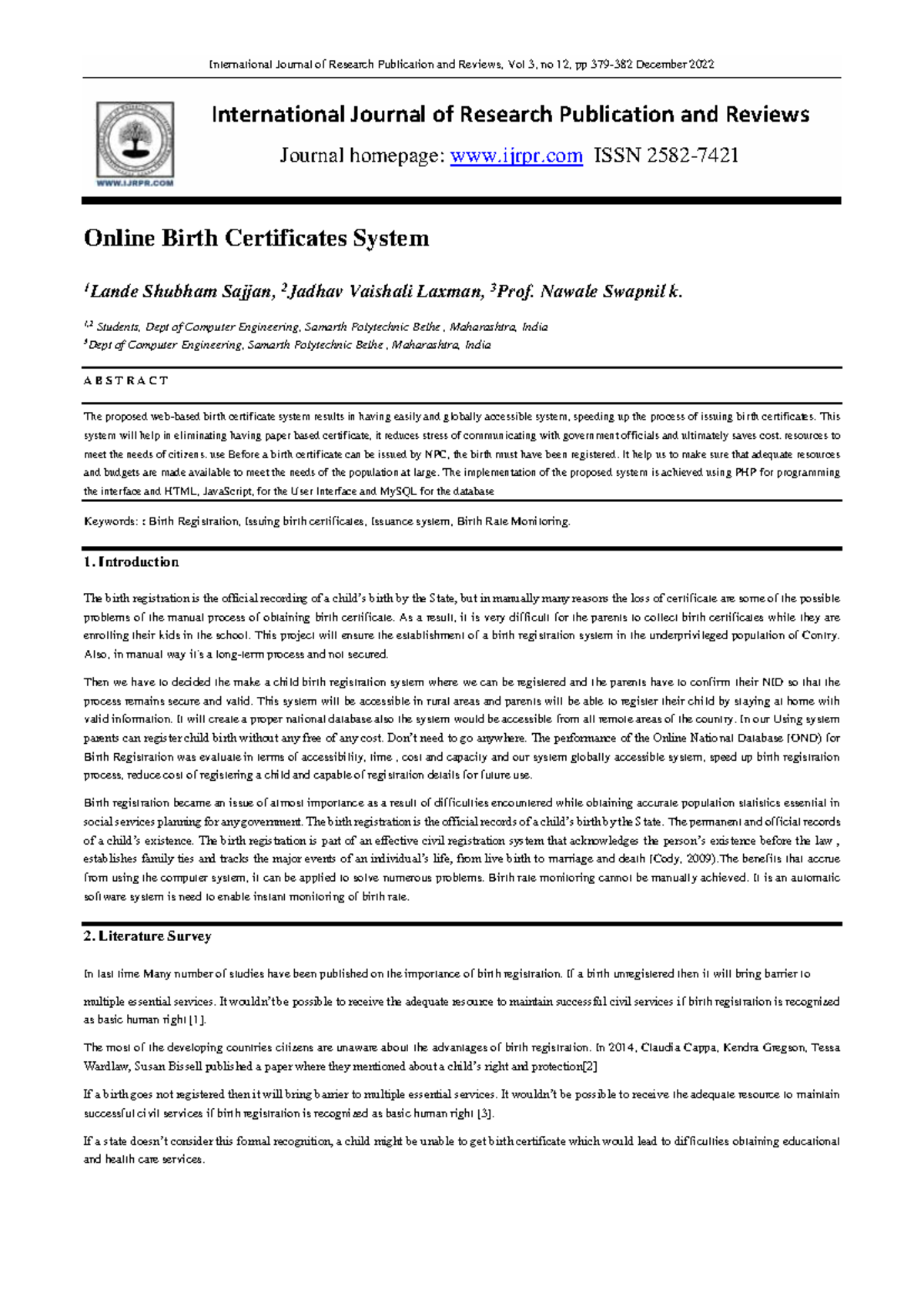 Paper - Project - International Journal of Research Publication and ...