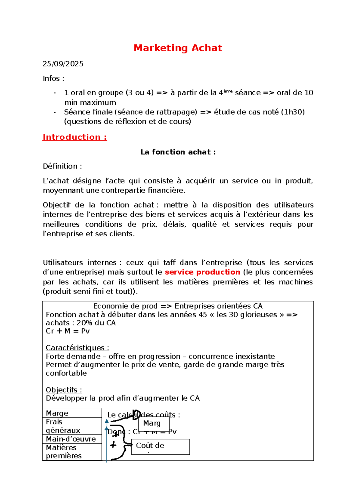 Cours Marketing Achat : Fonction et Stratégies d'Achat - Studocu