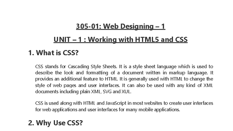 Web Designing 1: Unit 1 - Introduction to HTML5 & CSS Basics - Studocu