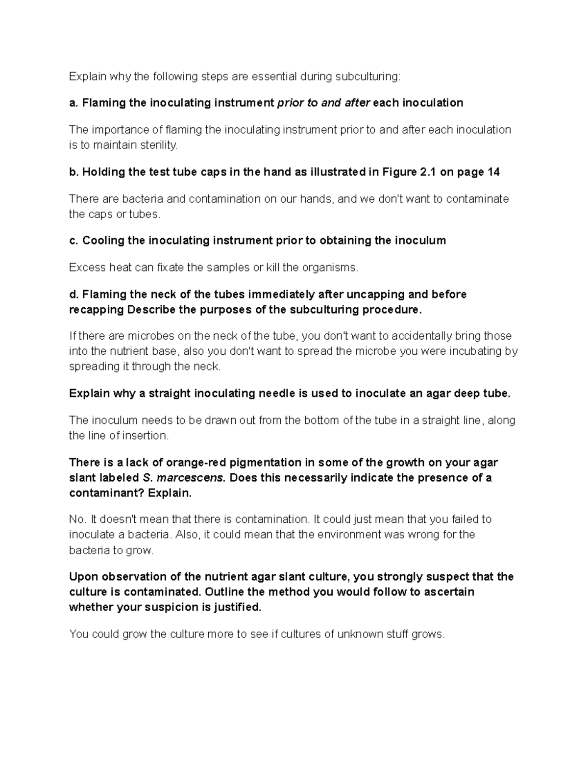 Lab #2 - Essential Steps and Procedures in Subculturing - Studocu
