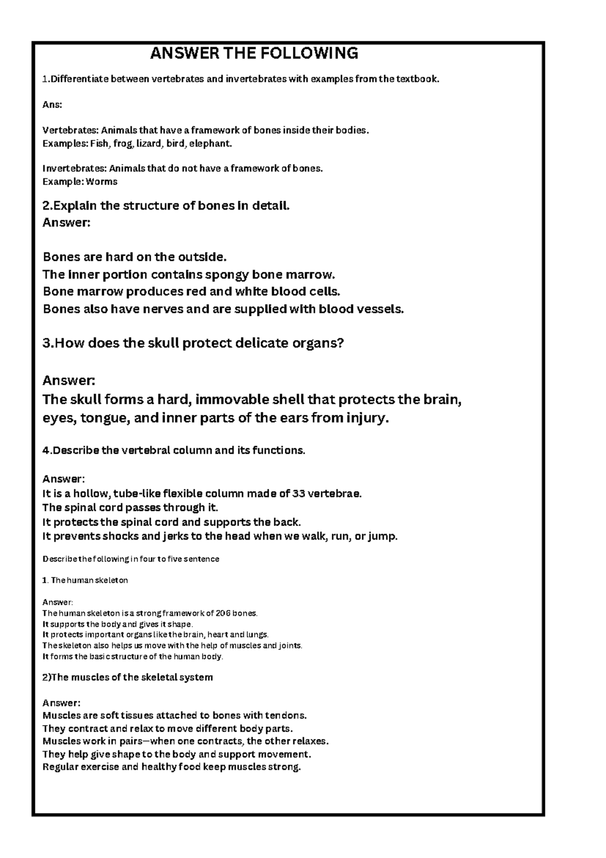 BIO 20251125: Vertebrates vs. Invertebrates - Key Concepts and ...