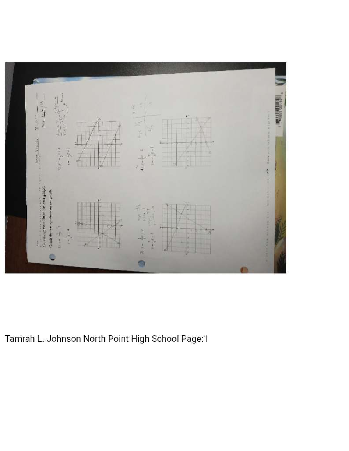 Graphing two lines on one graph - amrah L. Johnson North Point High ...