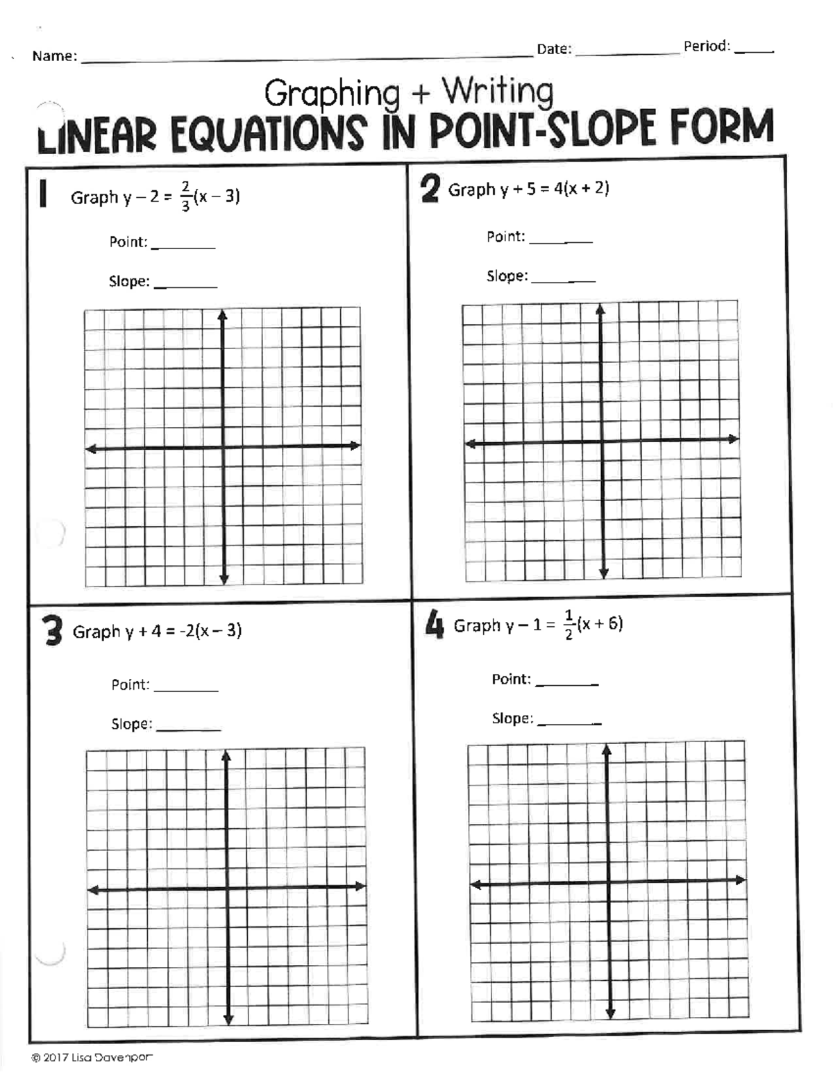 M5-2 Worksheet: Linear Equations in Point-Slope Form - Name: Date ...
