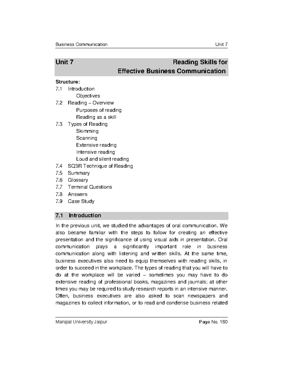 Reading Skills for Effective Business Communication: Unit 7 (MUJ ... Reading Skills for Effective Business Communication: Unit 7 (MUJ ...