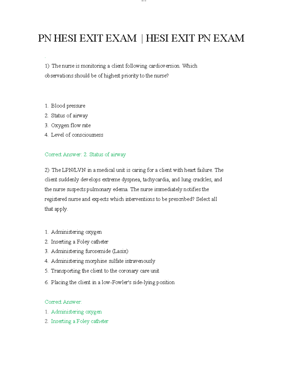 2020 PN HESI EXIT EXAM Study Guide and Key Concepts - Studocu