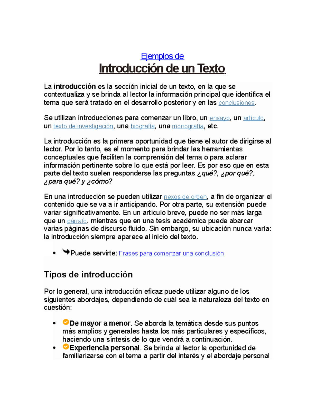 Ejemplos De Introducción