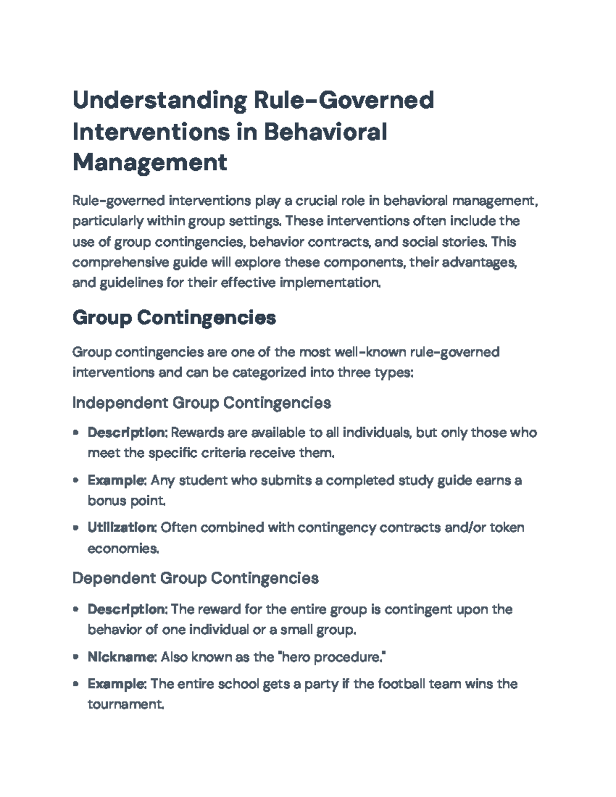 Understanding Rule-Governed Interventions in Behavioral Management ...