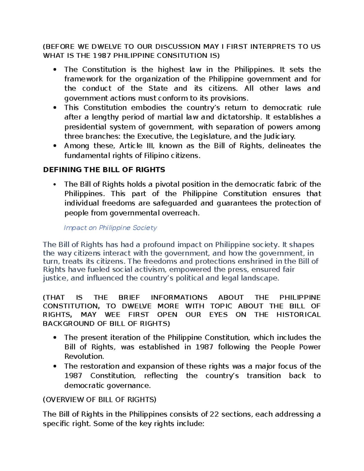 Explanations - nice - (BEFORE WE DWELVE TO OUR DISCUSSION MAY I FIRST ...