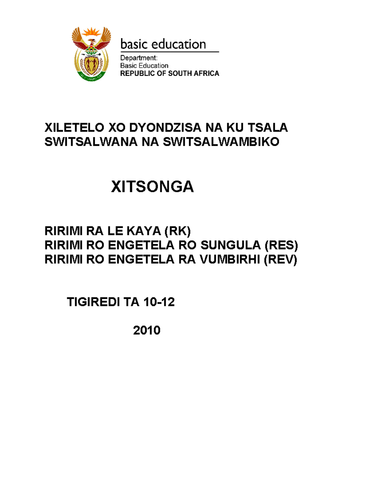 Xitsonga (XIT 201) Final Study Guide for Creative & Transactional ...