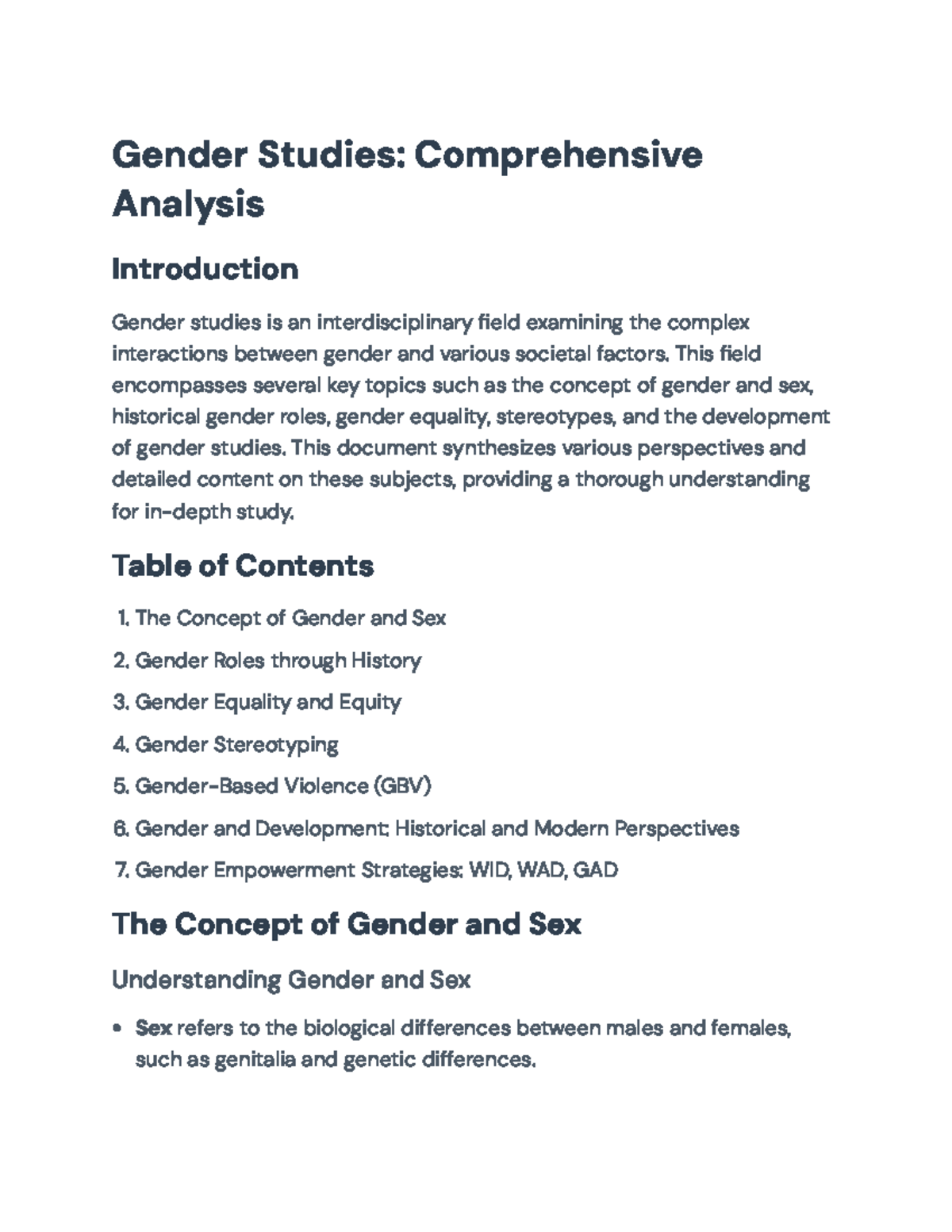 Comprehensive Gender Studies Analysis: Concepts, Roles, and Dynamics ...