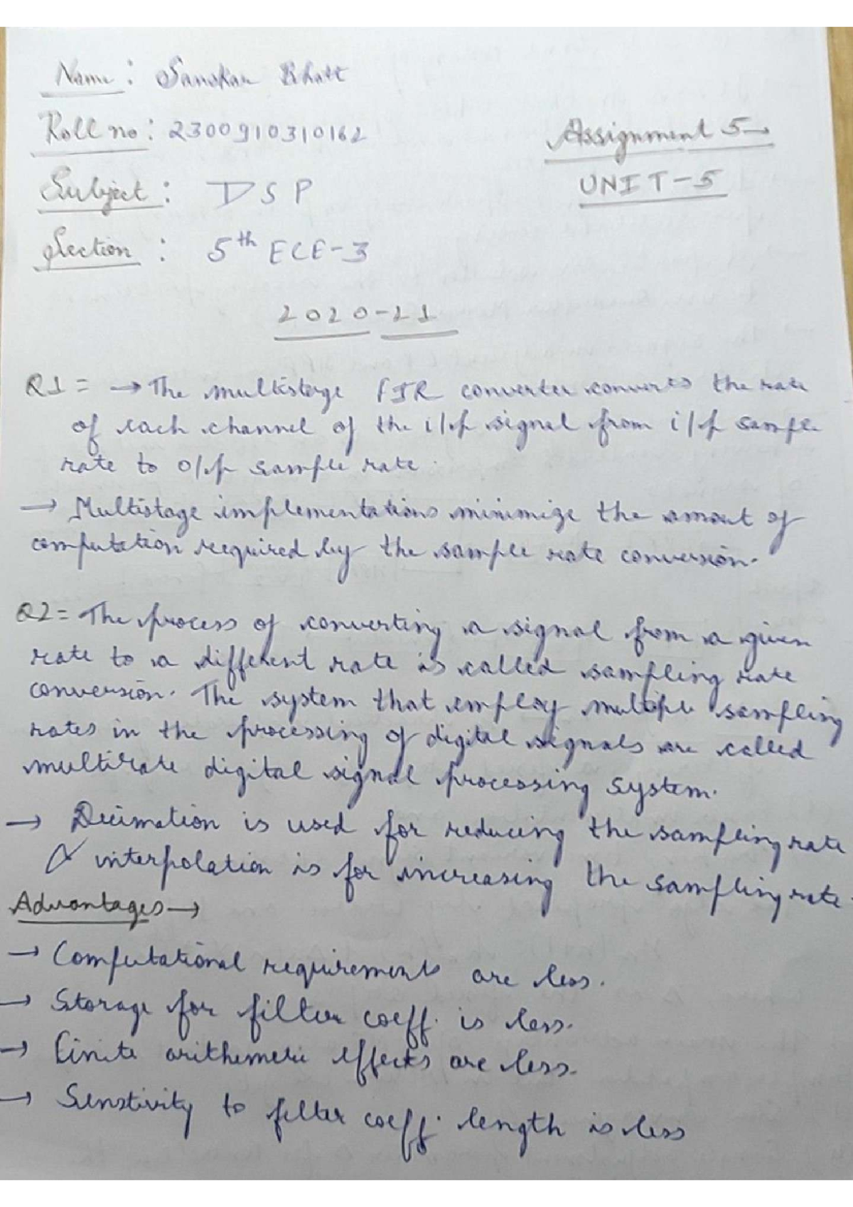 DSP UNI Section 5: Multistage FIR Converter Assignment 5 - Studocu