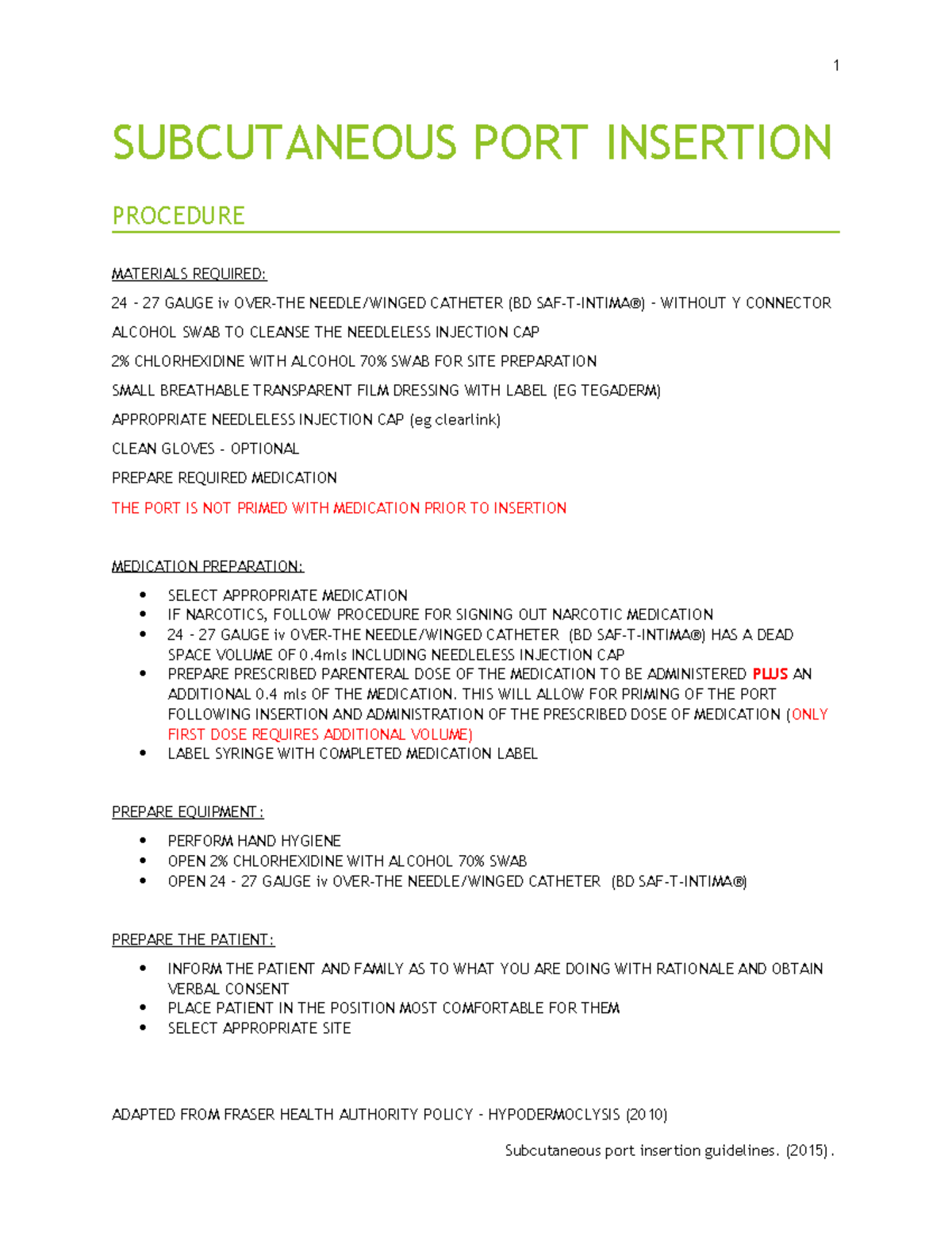 Subcutaneous Port Insertion Procedure Guide for Medical Professionals ...