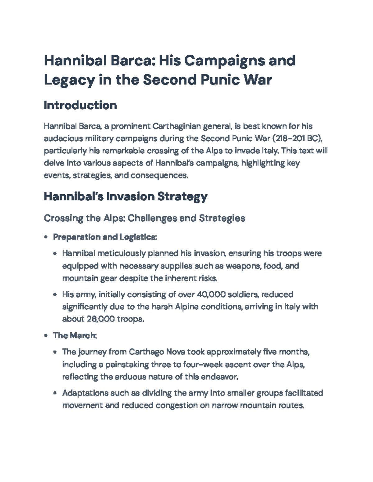 Hannibal Barca's Strategies and Campaigns in the Second Punic War ...