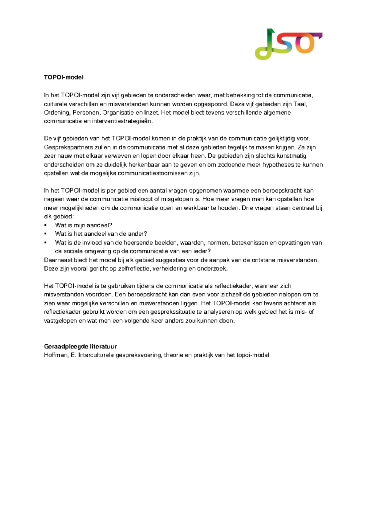 TOPOI-model: Communicatie, Cultuur en Misverstanden Analyse - Studeersnel