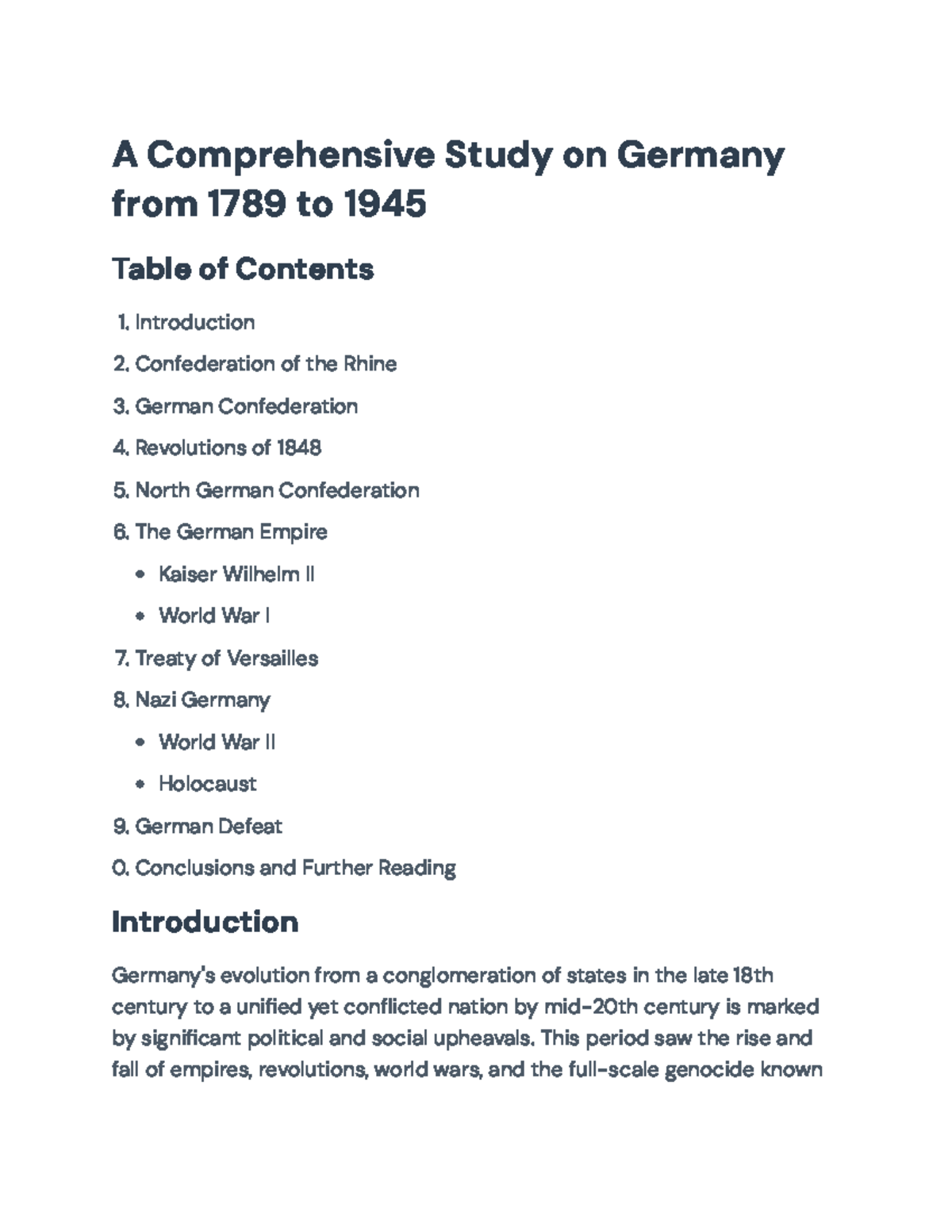 A Comprehensive Study of German History (HIST 101): 1789-1945 - A ...