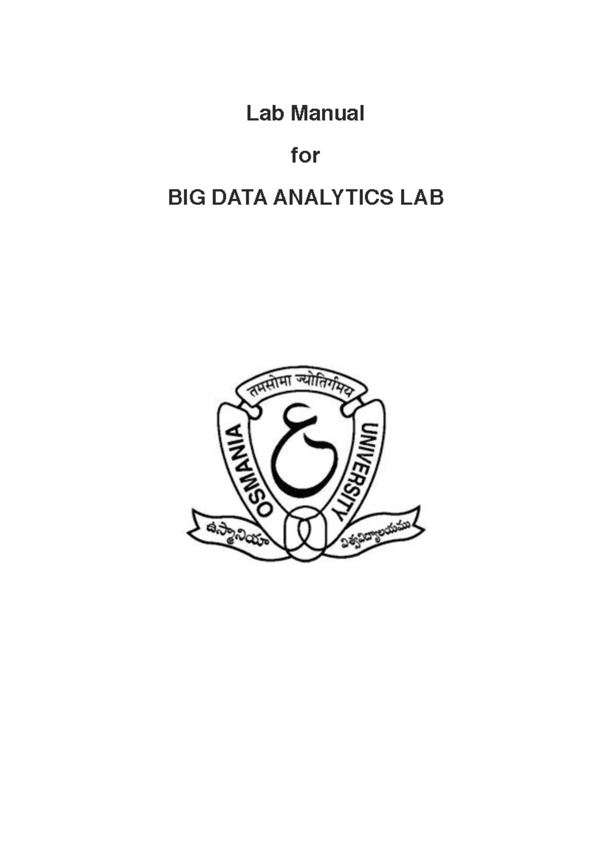Bigdatalabmanual - Lab manual - Lab Manual for BIG DATA ANALYTICS LAB 1 of Hadoop: Hadoop ...