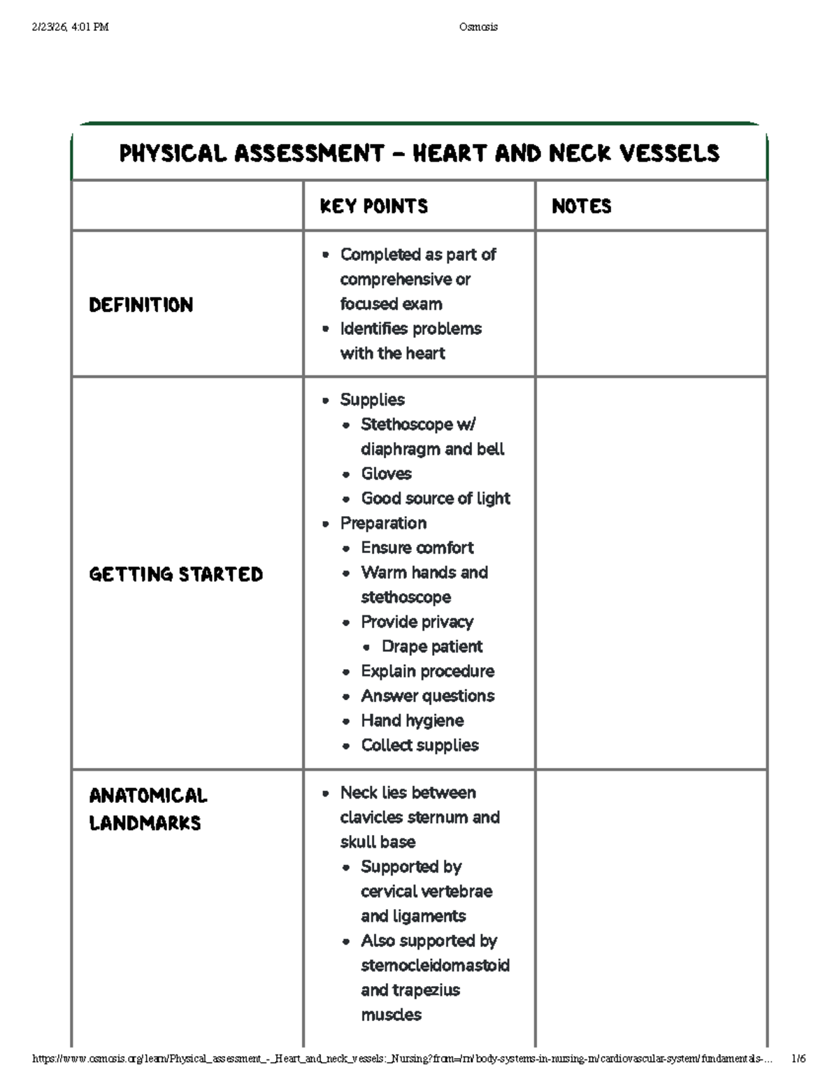 4:01 PM Osmosis: Key Points for Physical Assessment of Heart & Neck ...