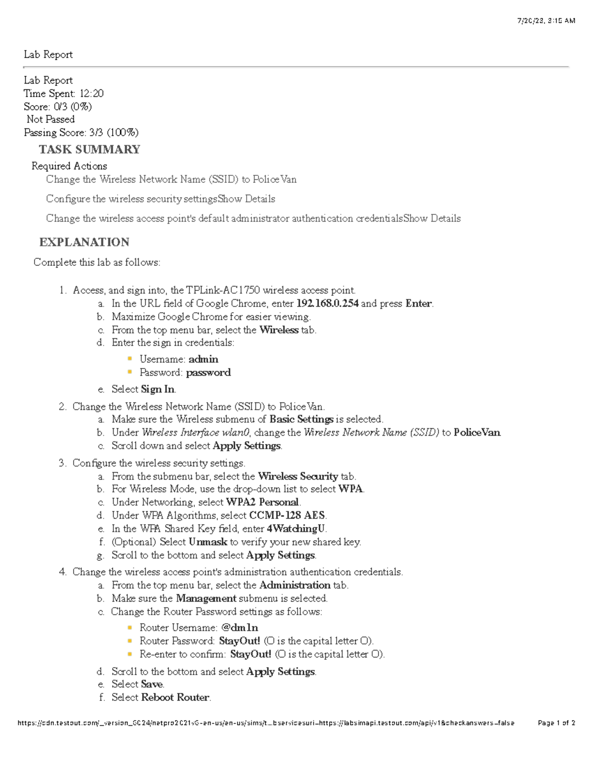 Test Out Lab Sim 9.2.6 - 7/20/23, 3:15 AM - Studocu