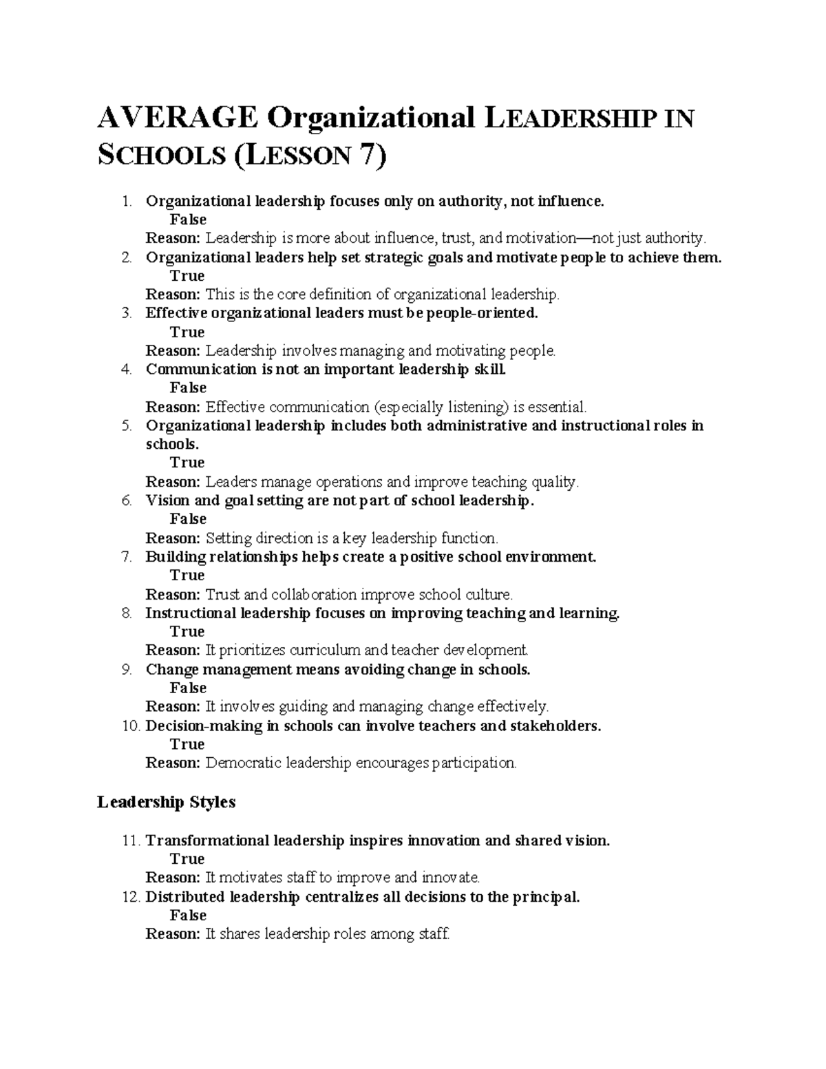 Ped3 Lesson 7: Organizational Leadership & School Culture Insights ...