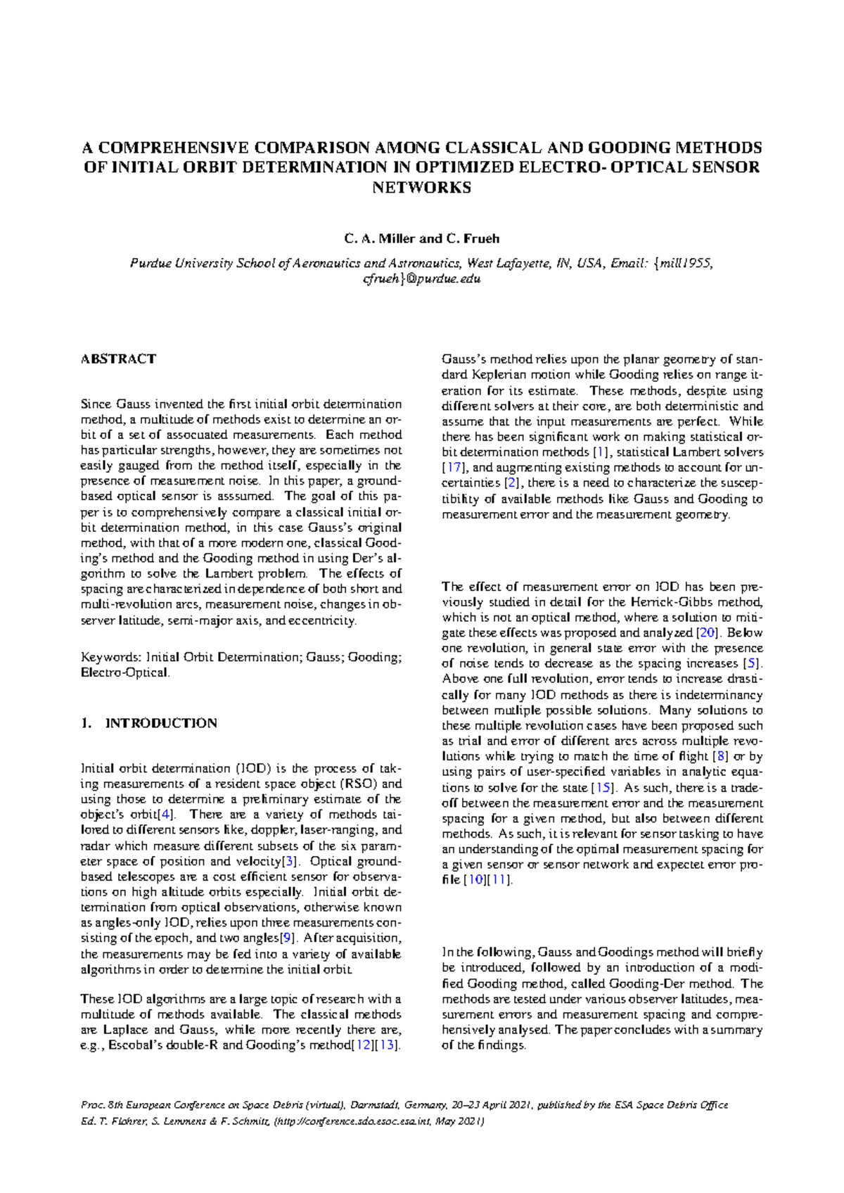 Comparison of IOD Methods: Classical vs. Gooding in Sensor Networks ...