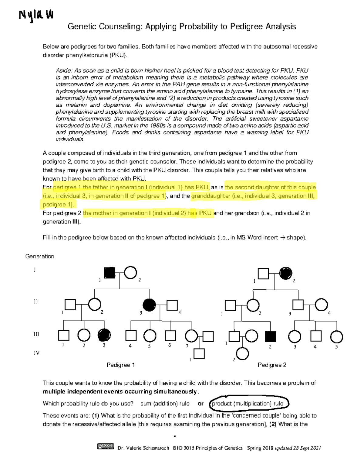 Genetic Counseling Probability Analysis for PKU Disorder Pedigrees ...