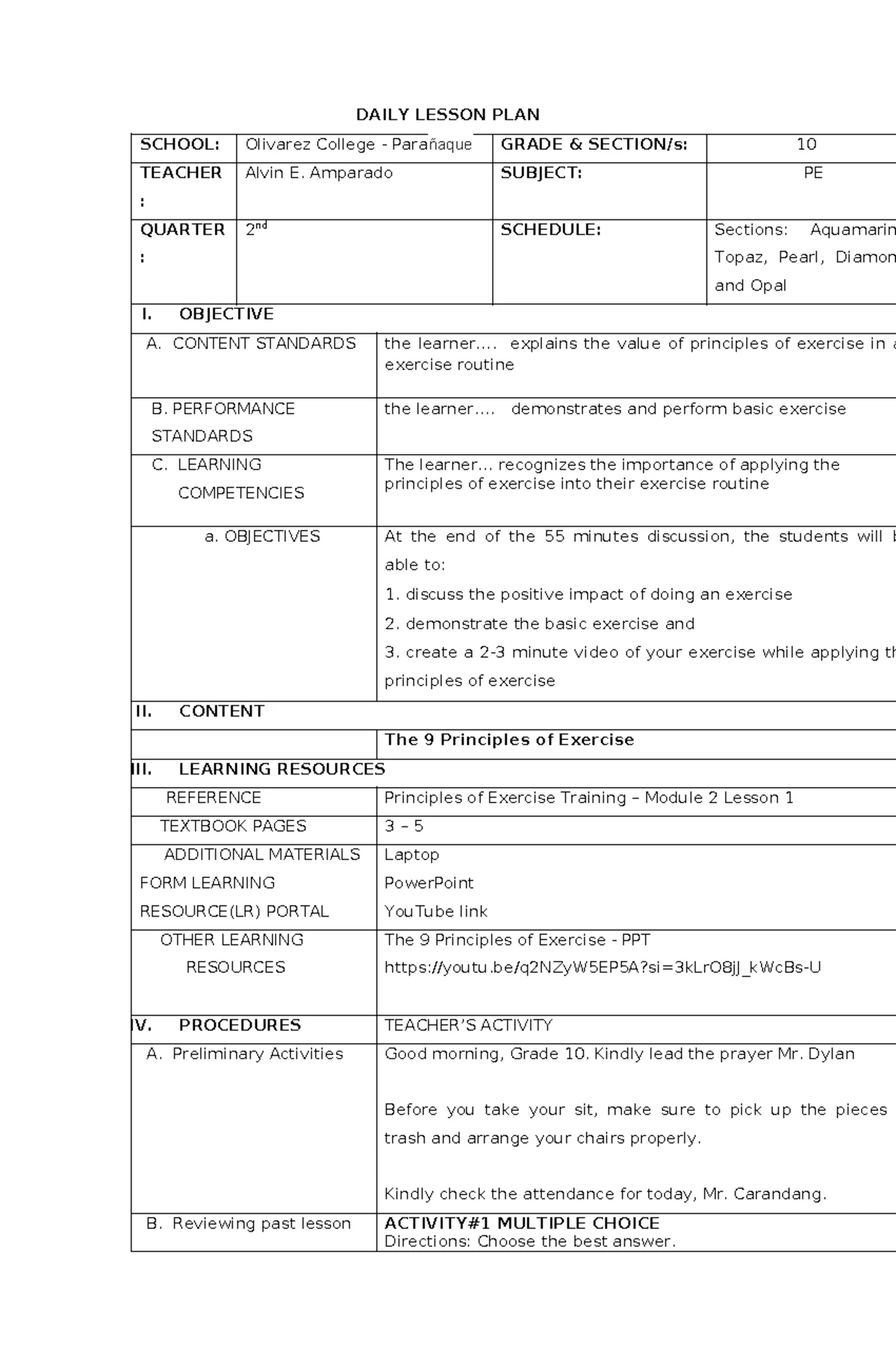 Template ng Aralin para sa GRADE - Daily Lesson Plan - Studocu