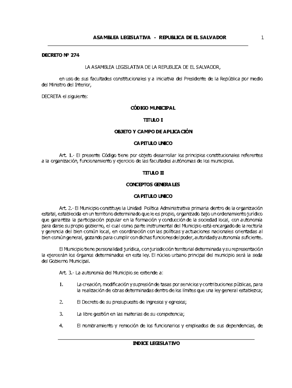 Código Municipal de El Salvador: Decreto Nº 274 y sus Interpretaciones - Studocu
