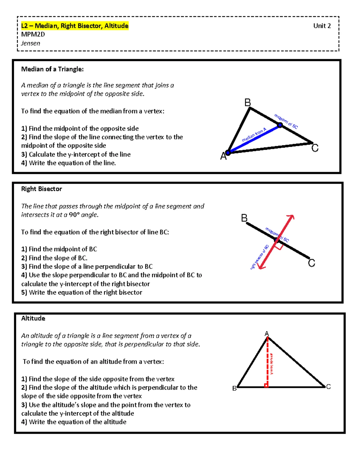 MPM2D Unit 2: Midpoint and Length of a Line Segment Notes - Studocu