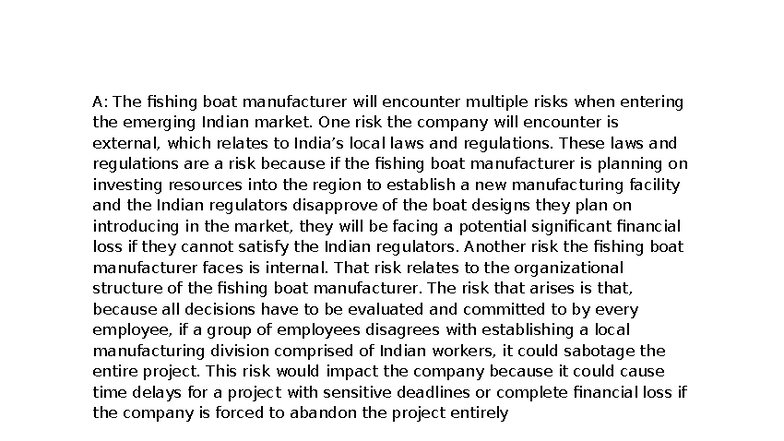 D081 Task 2 - Final Exam: SWOT Analysis of Fishing Boat Manufacturer in ...