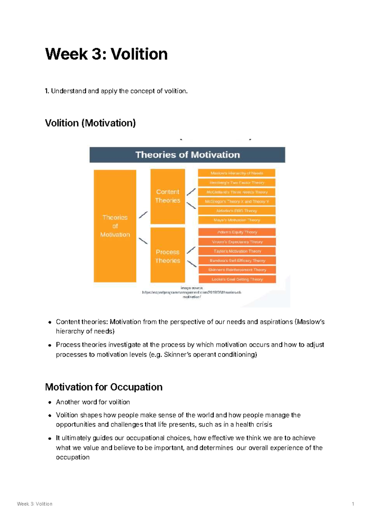MOHO Week 3: Understanding Volition in Occupational Therapy - Studocu