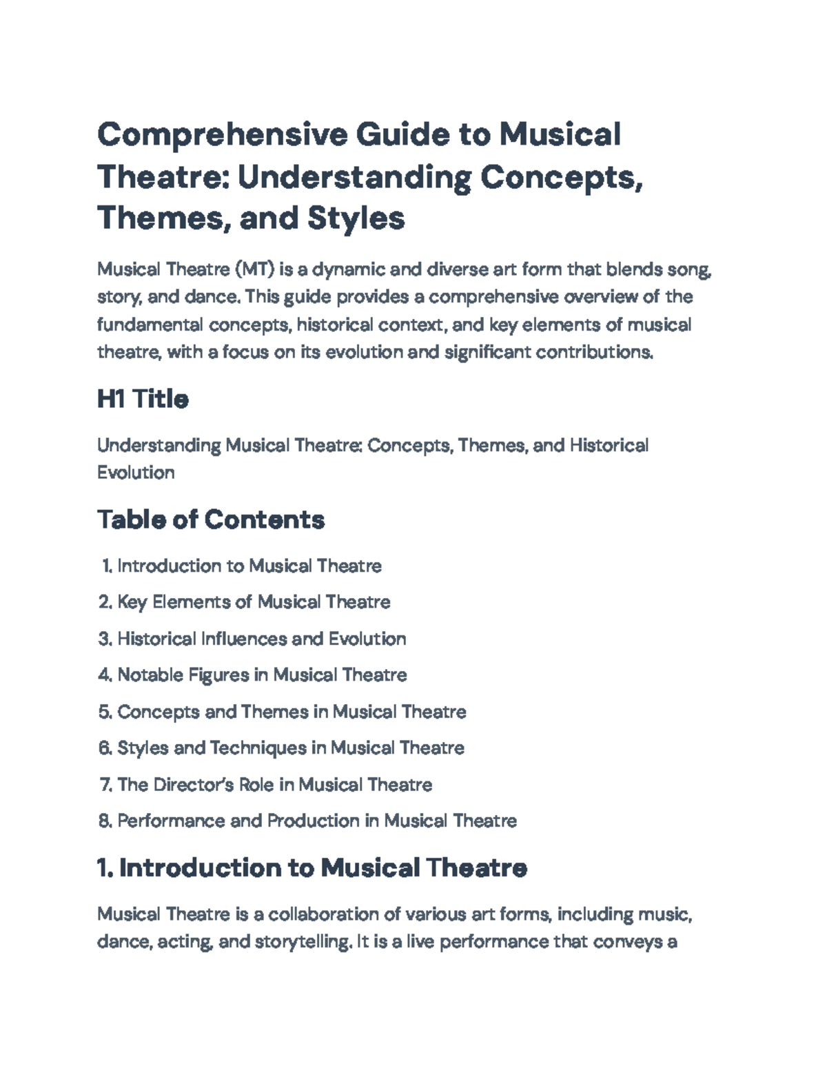 Comprehensive Guide to Musical Theatre: Concepts, Themes, and Styles ...