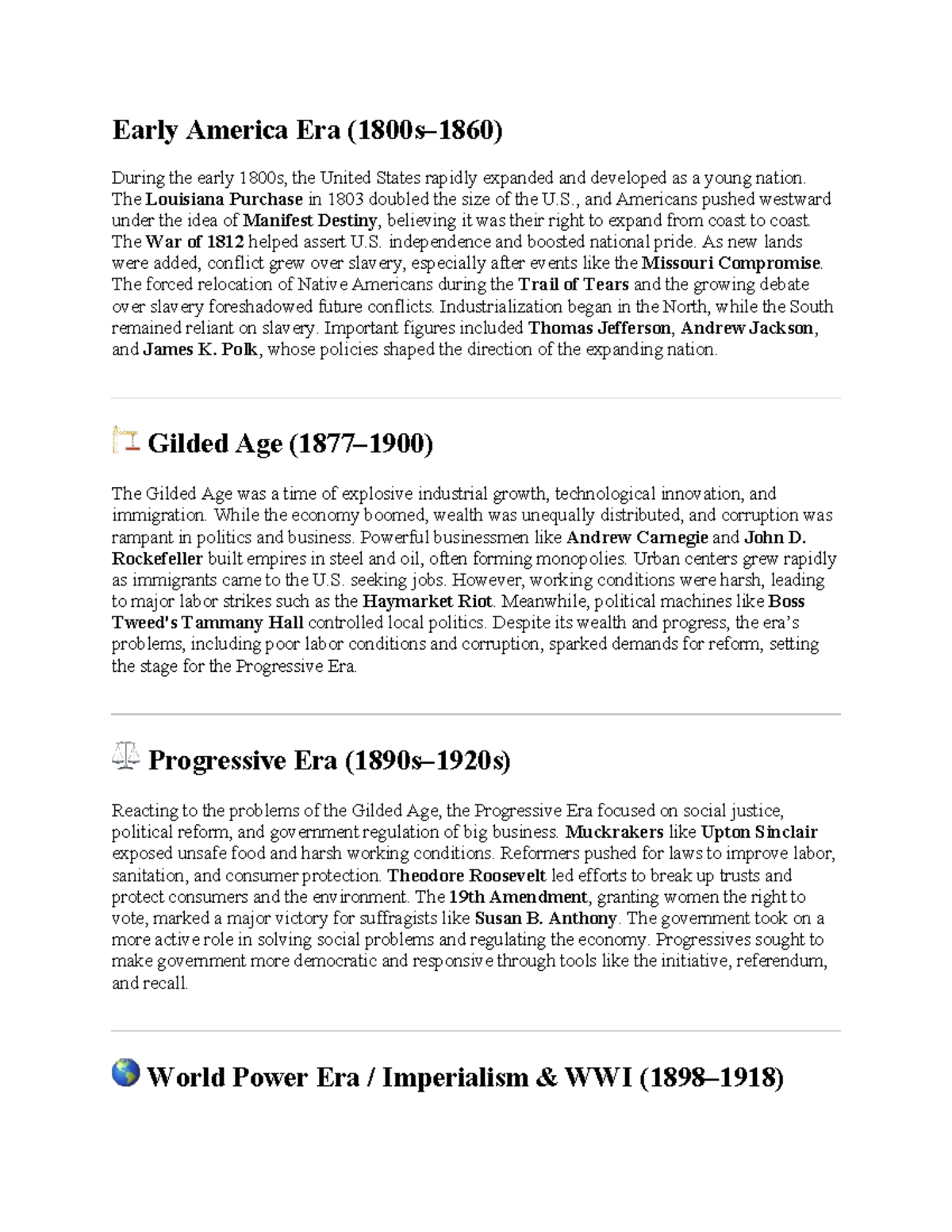 U.S. History Overview: Key Eras from Early America to Modern Times ...
