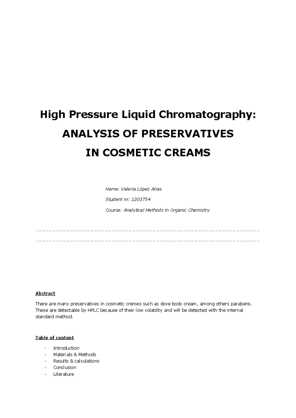 HPLC Analysis of Preservatives in Cosmetics: A Template for AMOC 2023 ...