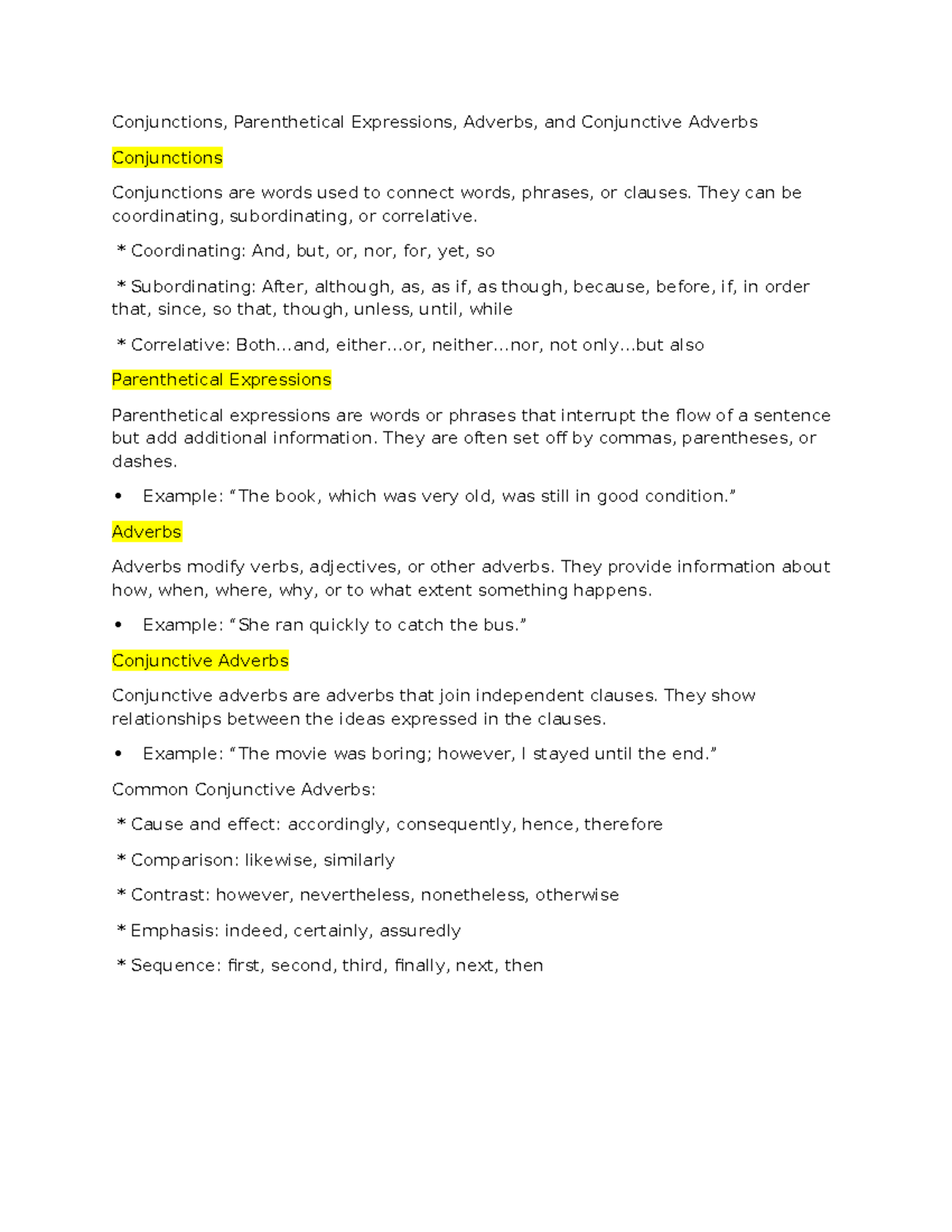 Conjunctive Adverbs: Understanding Their Use and Importance in Writing ...