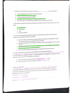 Chem 343 Lab 5- Spinach Experiment - Experiment 5 Extraction, Thin Layer Chromatography, and ...