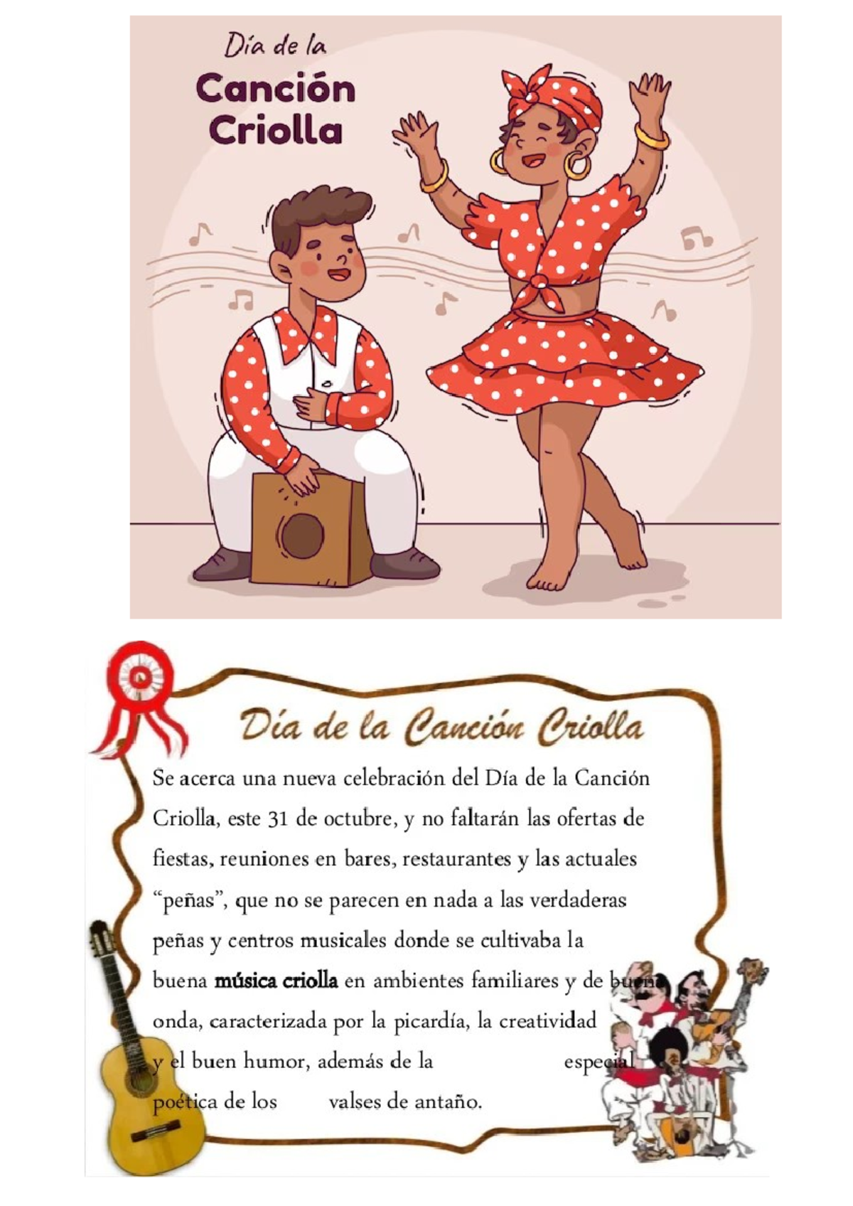 Día de la Canción Criolla: Celebración y Tradición - Octubre - Studocu