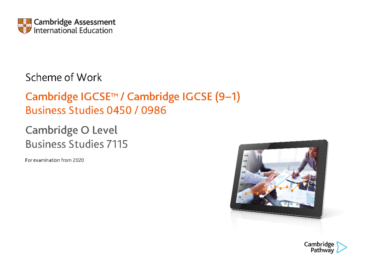 Cambridge IGCSE Business Studies 0450 Scheme of Work (2020 Exam) - Studocu