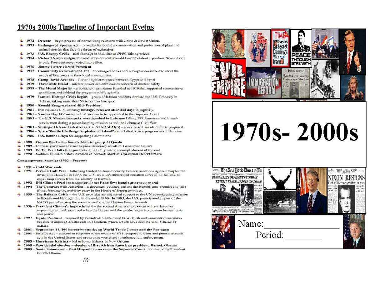 70s to 2000s: Key Events in American Social Movements - Studocu