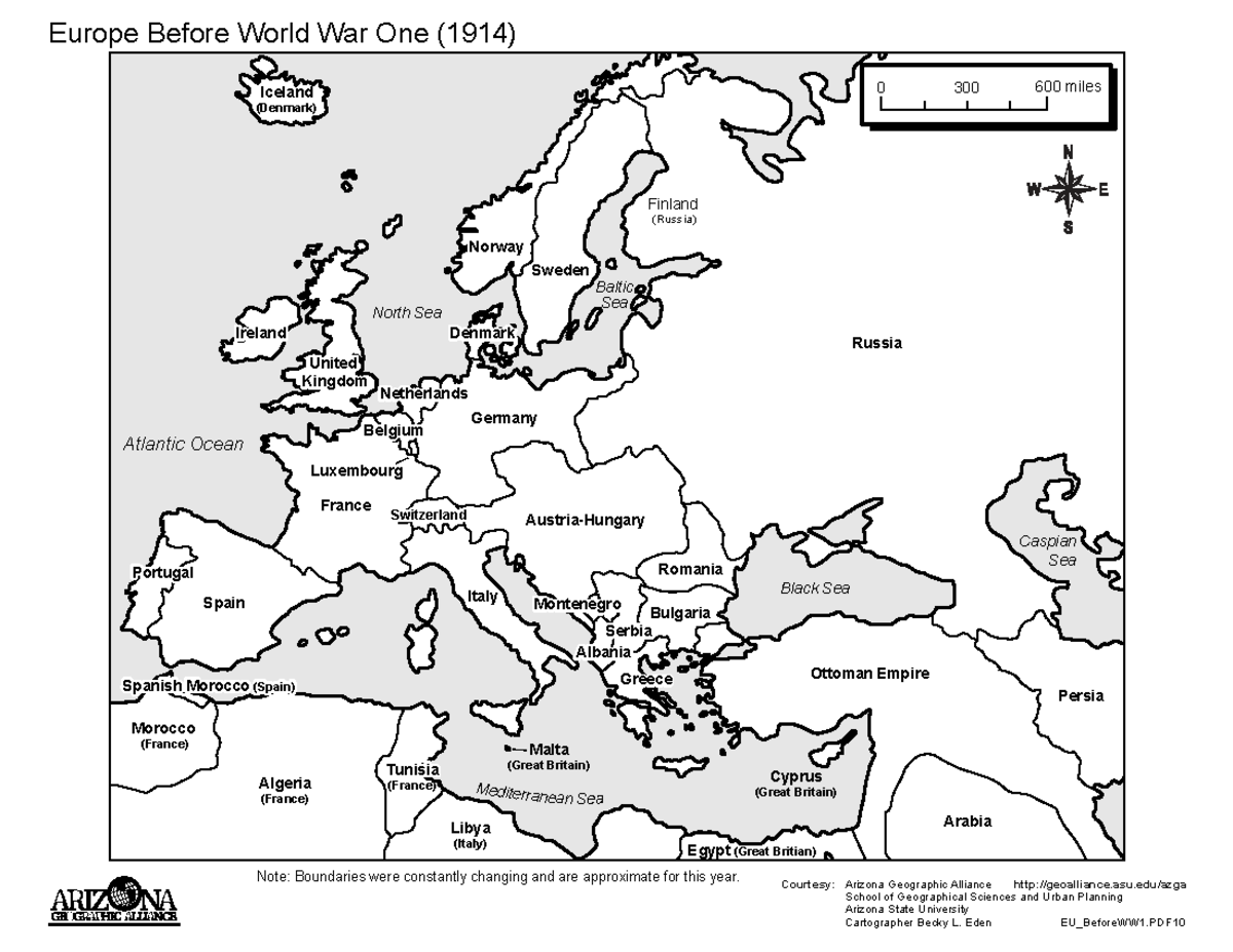 Europe Before WWI: Geographical Overview and Boundaries (1914) - Studocu