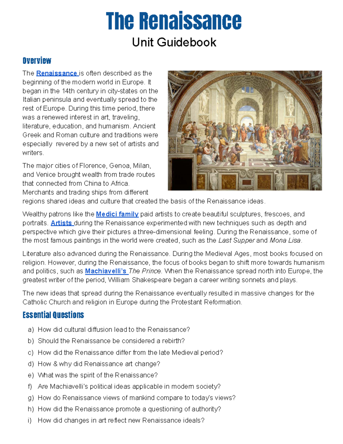 The Renaissance Era: Key Concepts, Figures, and Impact Guide - Studocu