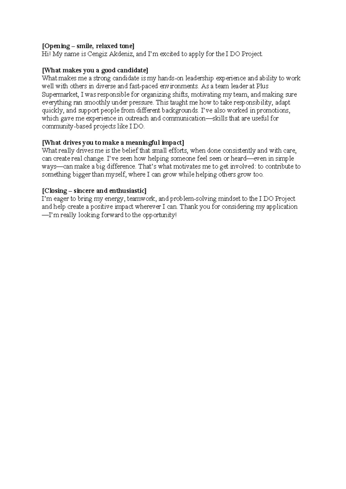 I DO Project Application Essay - CENG 101 - Studocu