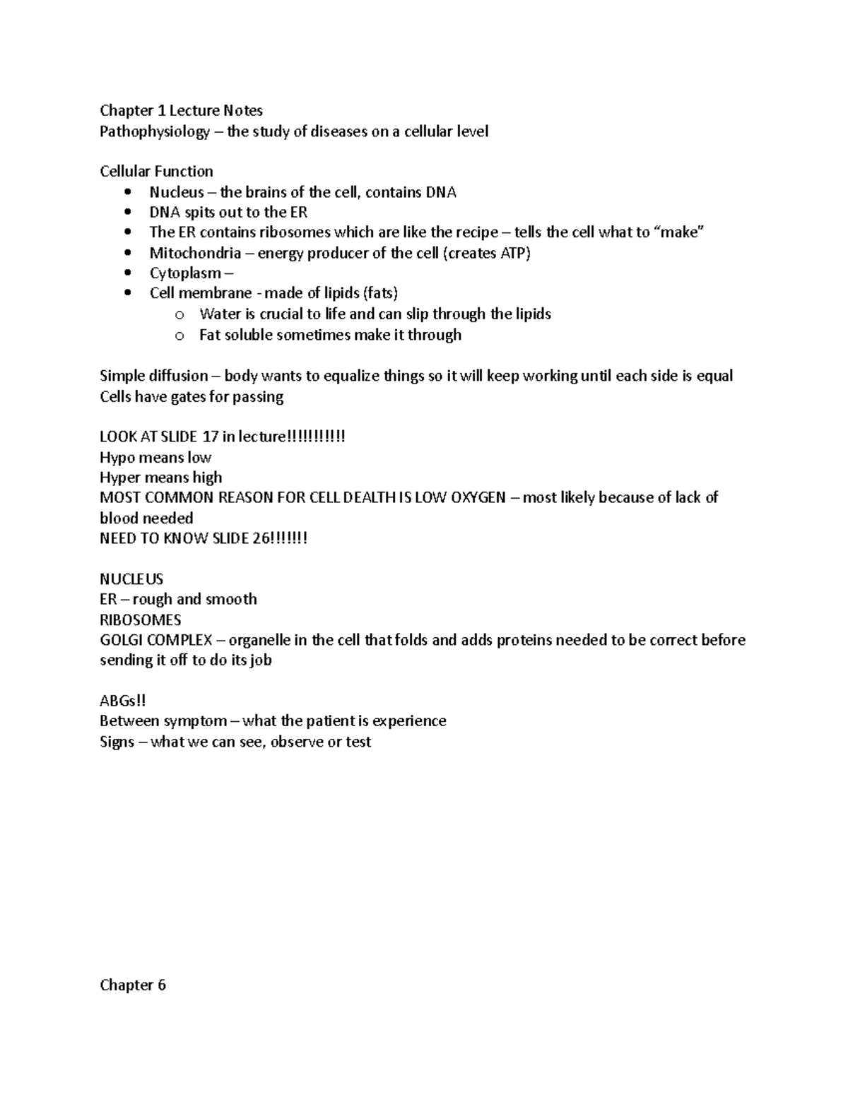 Pathophysiology Module 1 Lecture Notes: Cells & Homeostasis Insights ...