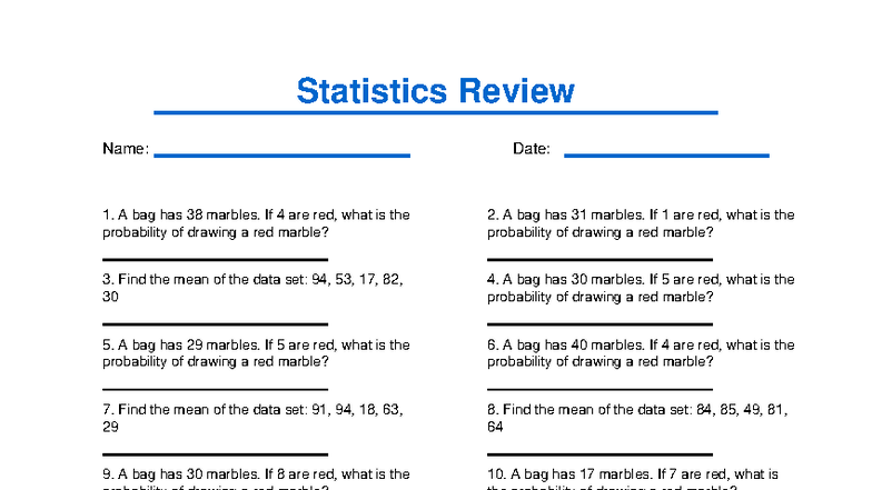 Statistics Review 1 - Notes (Course Code: STAT101) - Studocu