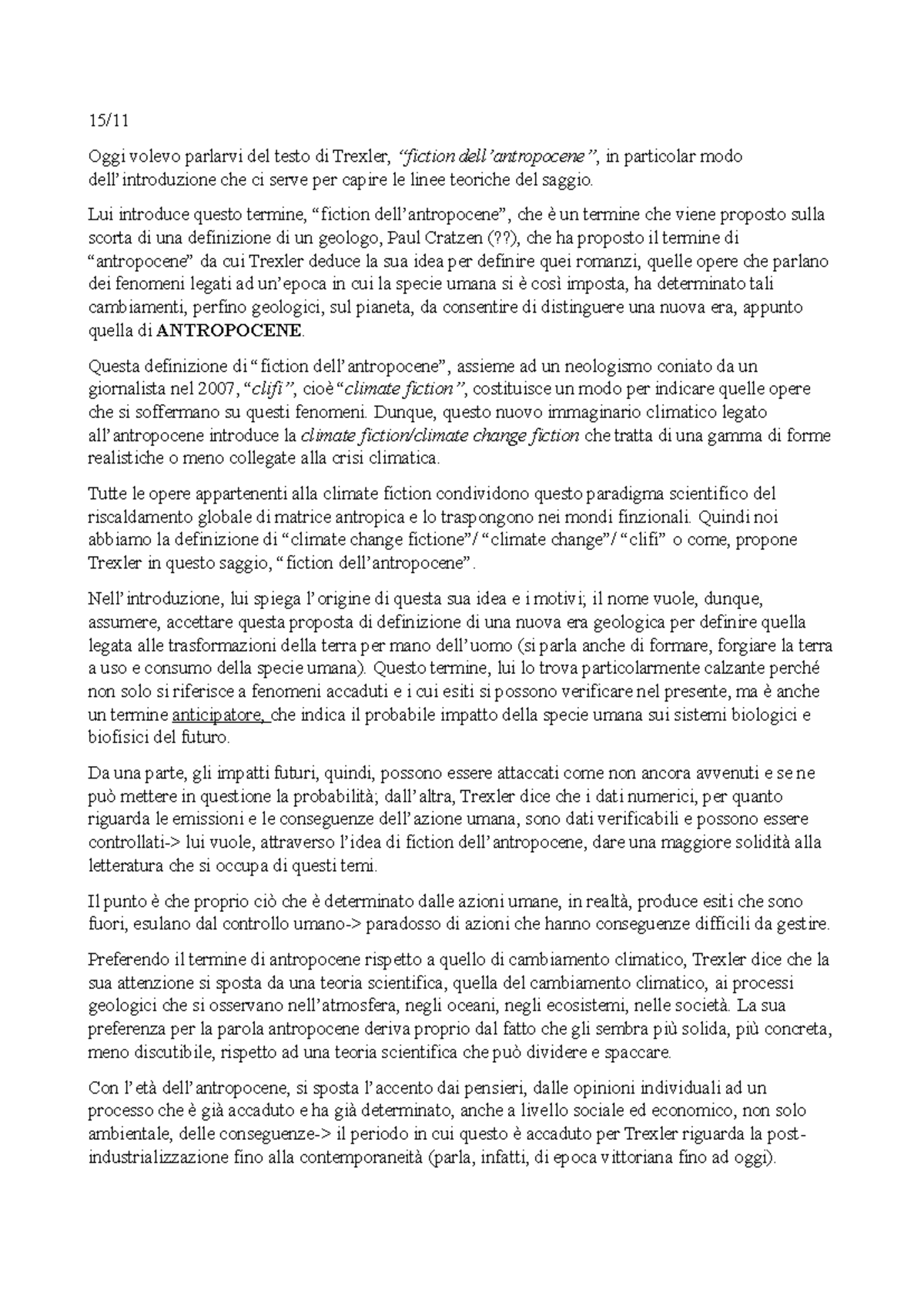 Comparate 15-11 - 15/ Oggi volevo parlarvi del testo di Trexler ...