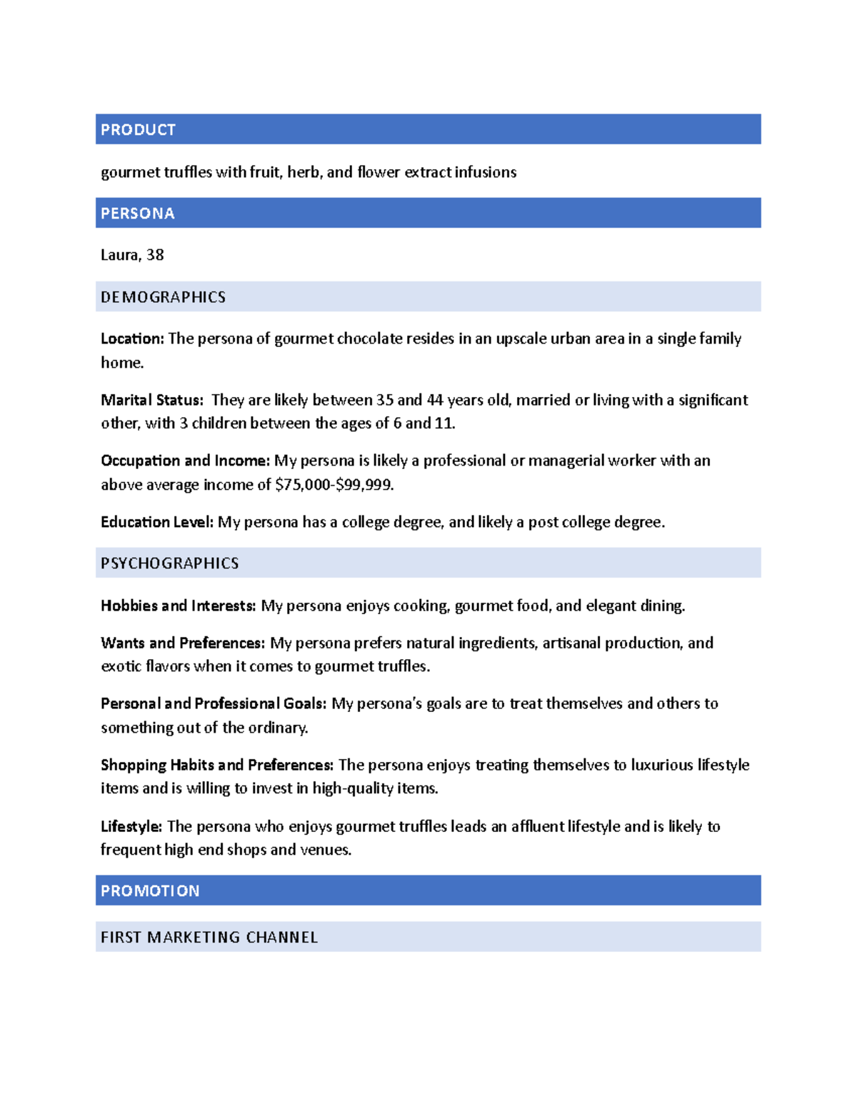 7-2 Project: Comprehensive Marketing Plan for Gourmet Truffles - Studocu