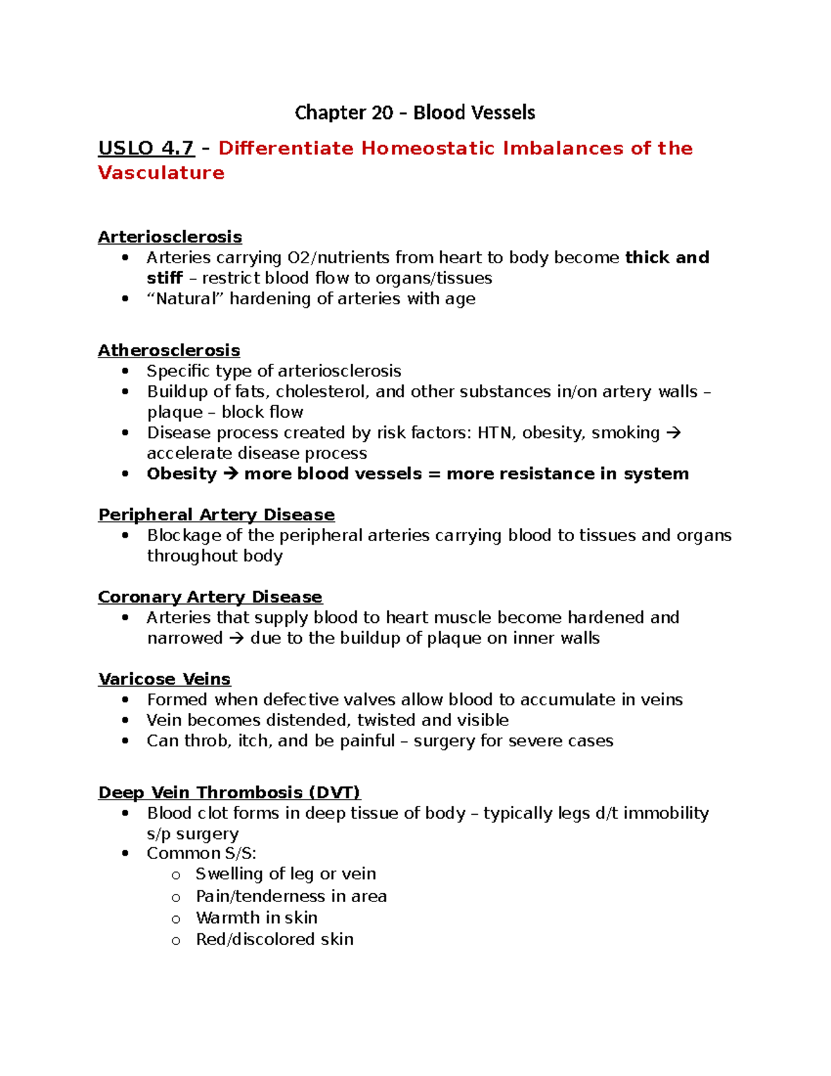 USLO 4.7 - Homeostatic Imbalances in the Vasculature Explained - Studocu