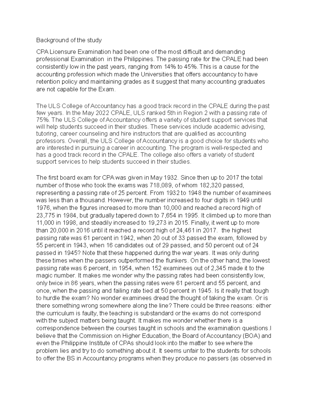 CPALE 2022: Analysis of Difficulty and Success Factors in Accountancy ...